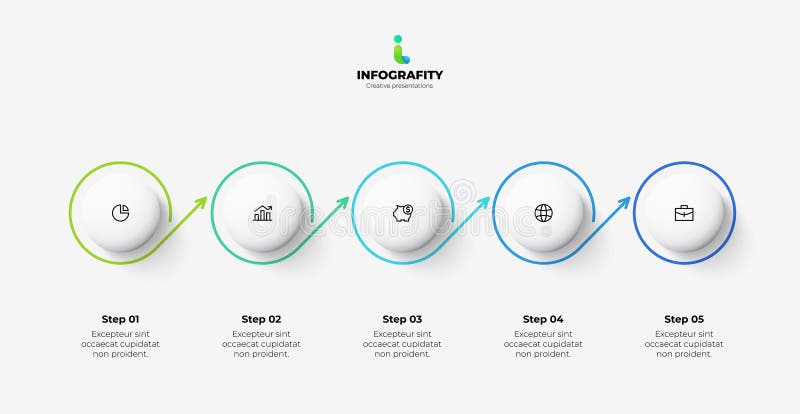 Thin Lines with 5 Options. Horizontal Progress Infographic Stock Vector ...