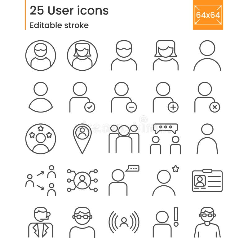 Thin lines user icon set stock vector. Illustration of sign - 263726617