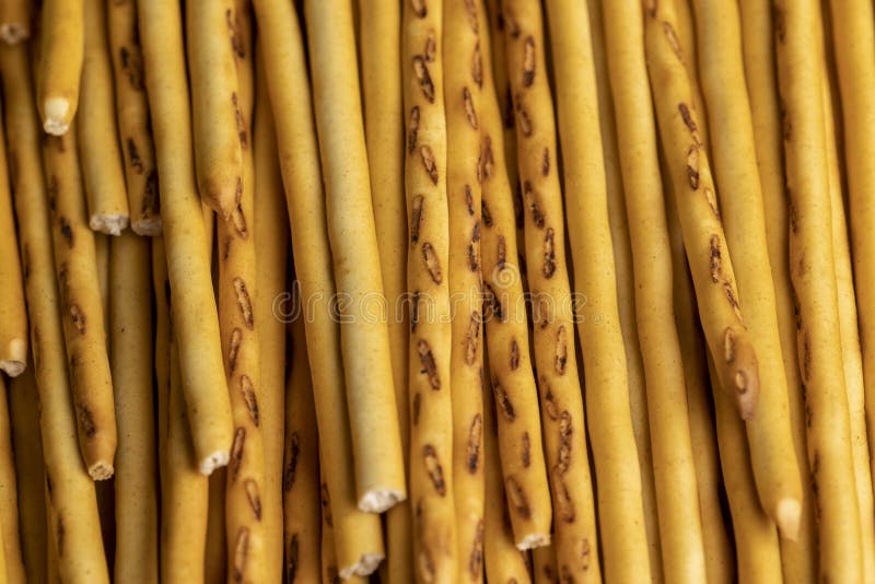 Thin and Long Bread Sticks Made of Wheat Flour on the Table Stock Photo ...