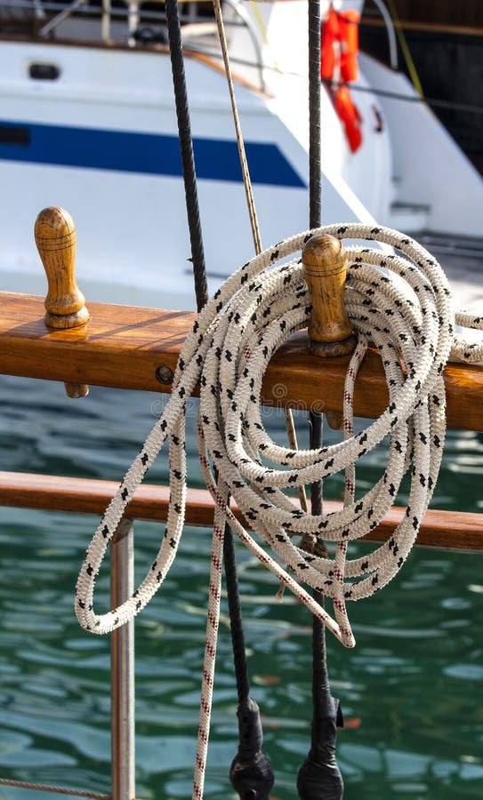 Thin Long Sturdy Rope on a Sailing Boat Stock Image - Image of ...