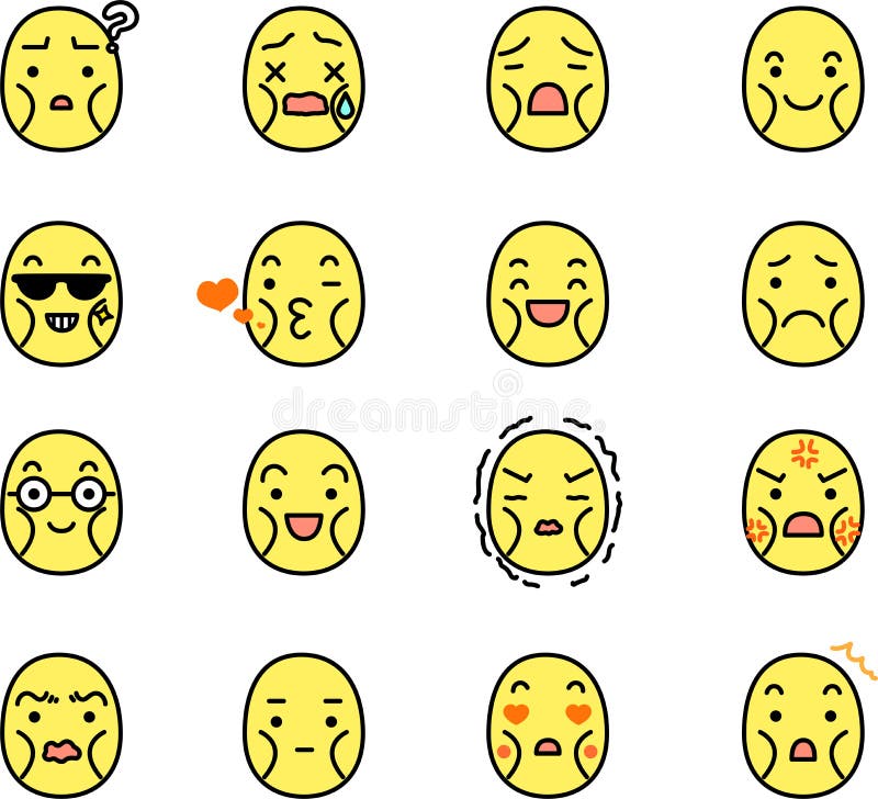 Thin man emoticon icon set stock vector. Illustration of ...