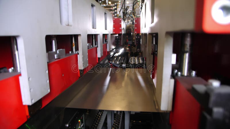 Thin Metal Sheet Processed by Production Line in Workshop Stock Footage ...