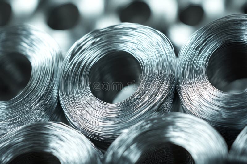 Thin Metal Wire is Carefully Coiled, Creating a Visually Appealing ...