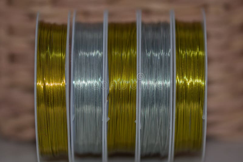 Thin Metal Wire for Weaving with Beads Stock Image - Image of ...