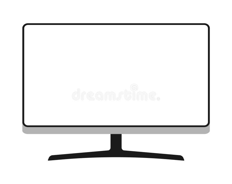 Thin Monitor Frame Vector with Blank White Screen Isolated Stock Vector ...