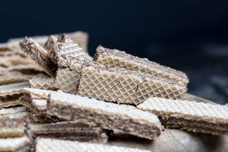 Thin Multi-layered Waffles with Chocolate Filling Stock Photo - Image ...