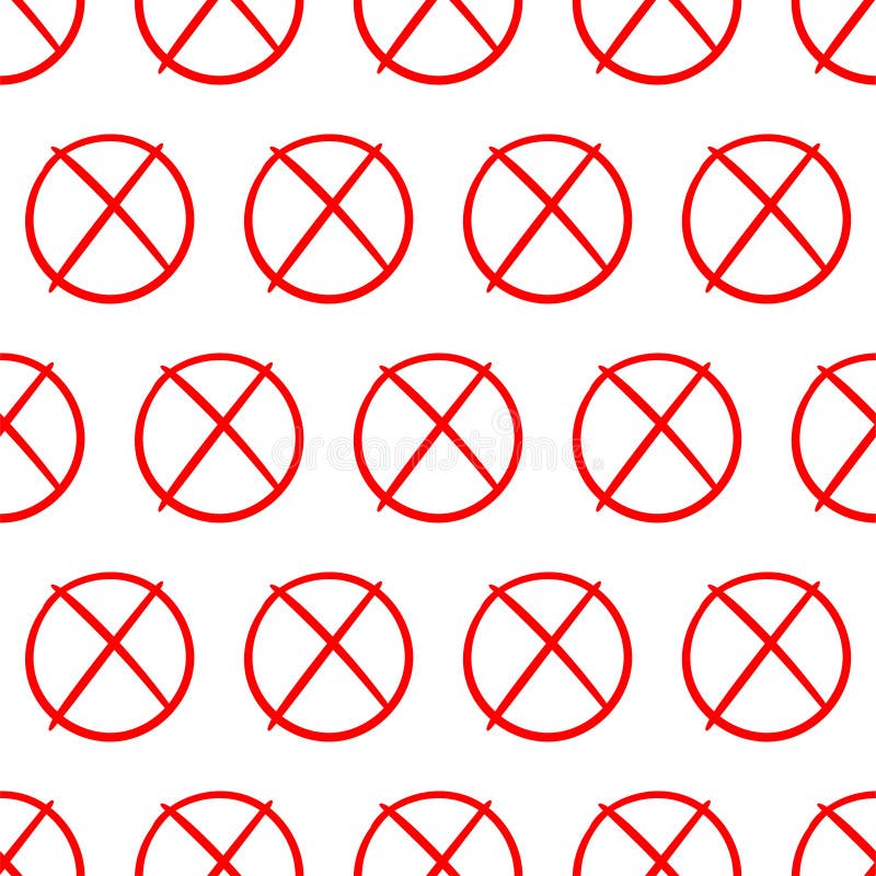 Thin Outline Cross in a Circle Hand Drawn Icon Seamless Pattern. Vector ...