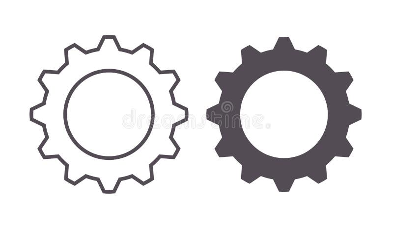 Thin Outline and Flat Vector Pin Gears Icon. Cog Wheel and Gear Symbol ...