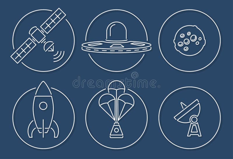 Thin Outline Space Icons in Circle Stock Vector - Illustration of ...