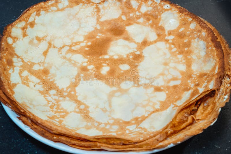 Thin Pancakes with Crispy Crust Stock Photo - Image of fluffy ...