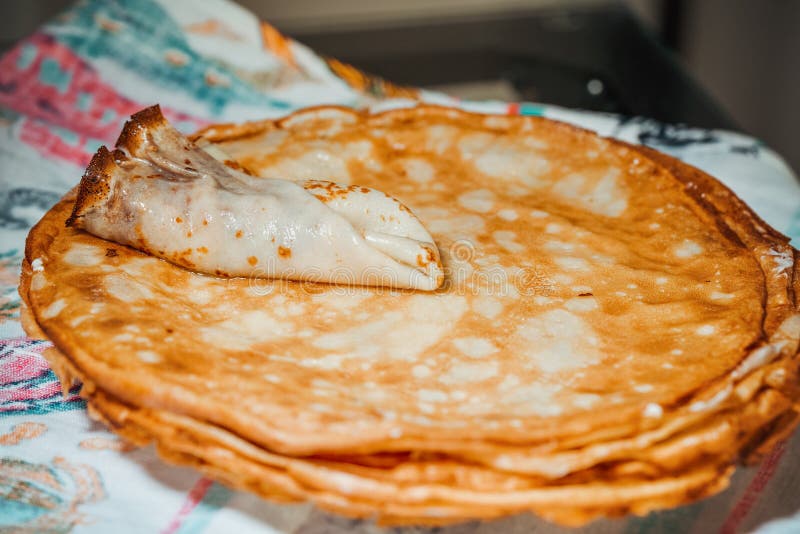 Thin Pancakes with Crispy Crust Stock Image - Image of buttermilk ...