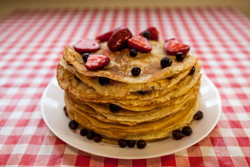 Thin Pancakes with Crispy Crust Stock Photo - Image of dessert, plate ...