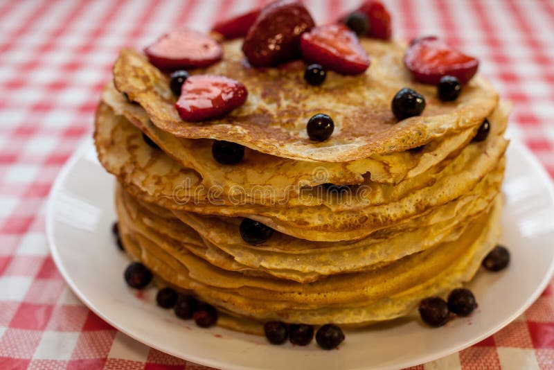 Thin Pancakes with Crispy Crust Stock Image - Image of homemade, plate ...