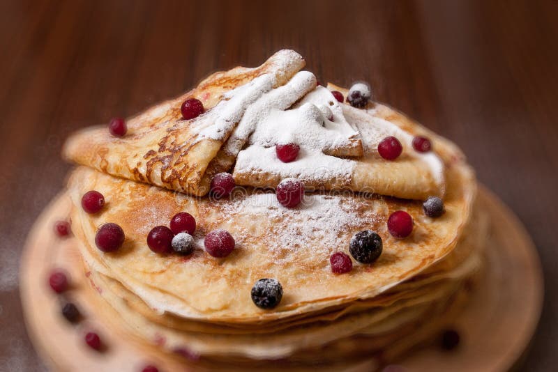 Thin Pancakes with Crispy Crust Stock Photo - Image of dessert ...