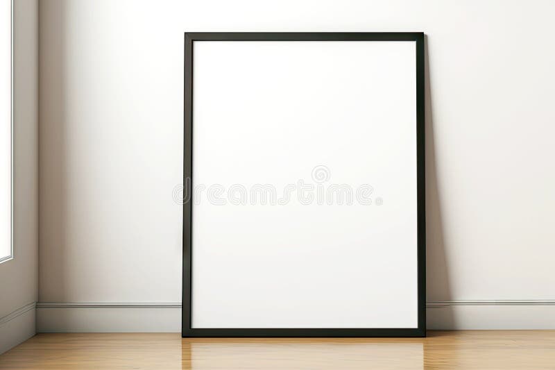Thin Picture Frame Mockup with Black Edging Leaned Against Wall on ...