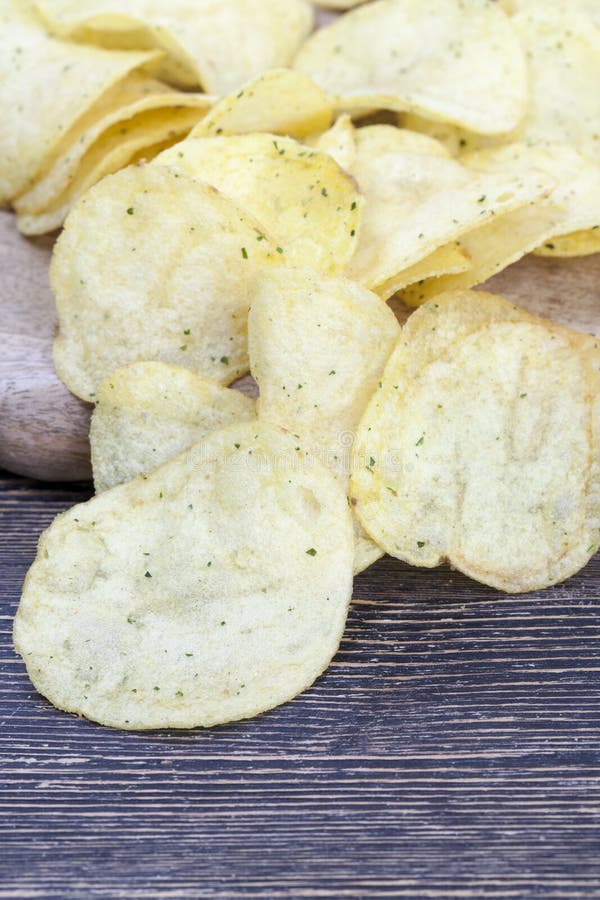 Thin potato chips, closeup stock photo. Image of eating - 223087062