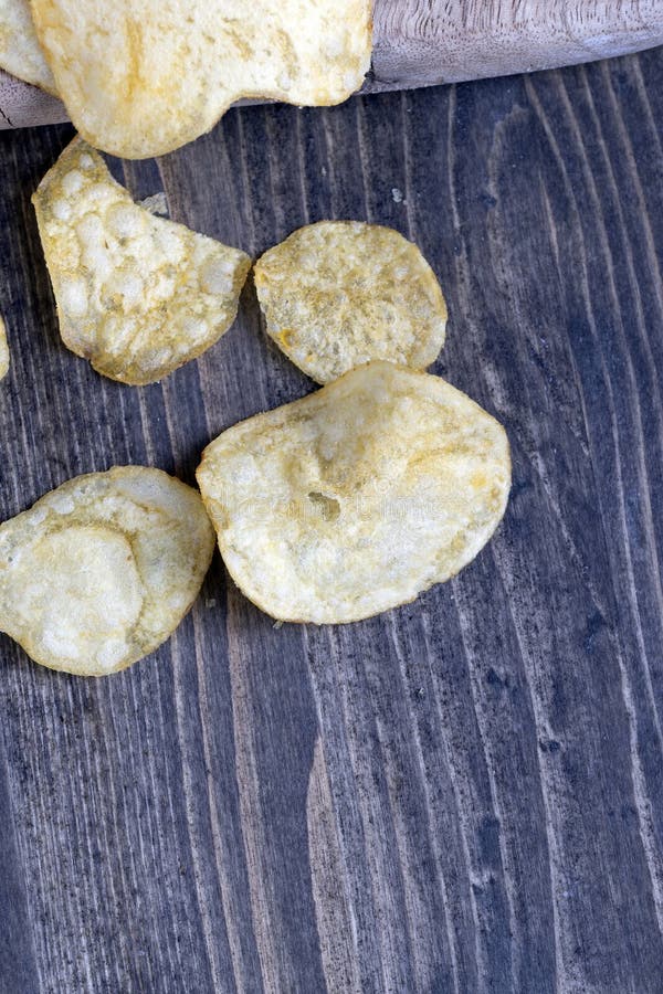 Thin Potato Chips with Spices, Close Up Stock Photo - Image of junk ...