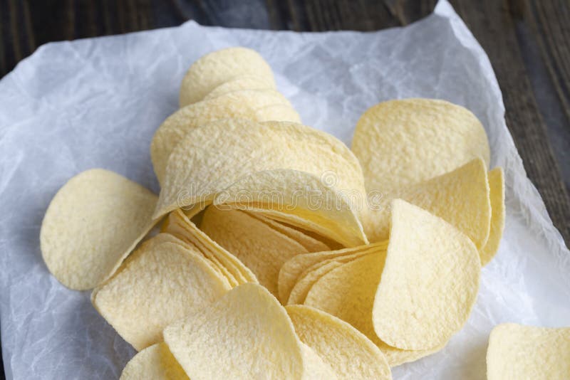 Thin Potato Chips with Spices, Close Up Stock Photo - Image of ...
