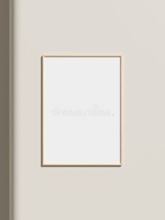 Thin Rectangular Frame Hanging on a White Textured Wall Mockup Stock ...