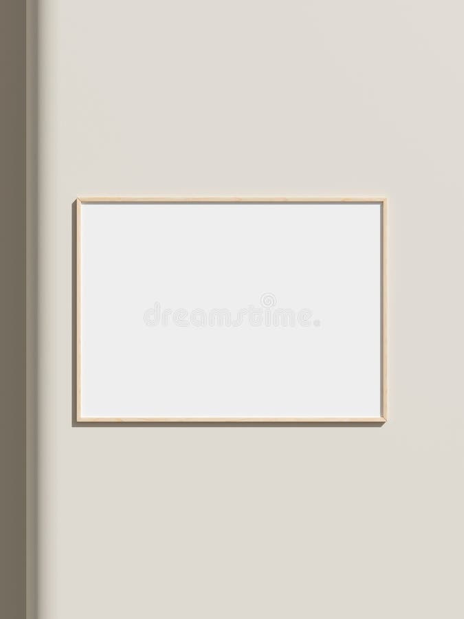 Thin Rectangular Frame Hanging on a White Textured Wall Mockup Stock ...