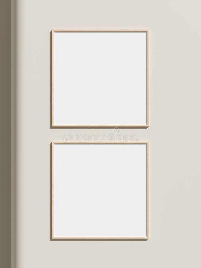Thin Rectangular Frame Hanging on a White Textured Wall Mockup Stock ...