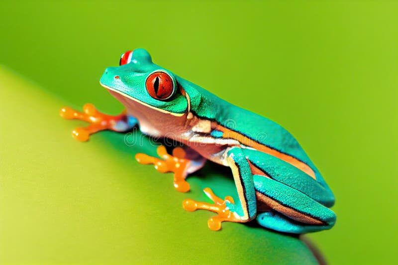 Thin Red Eyed Tree Frog of Beautiful Turquoise Color Stock Illustration ...
