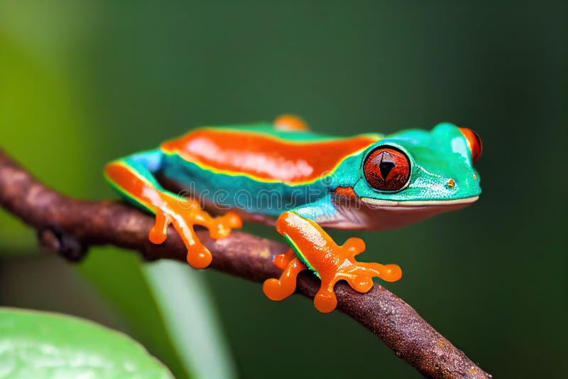 Thin Red Eyed Tree Frog of Beautiful Turquoise Color Stock Image ...