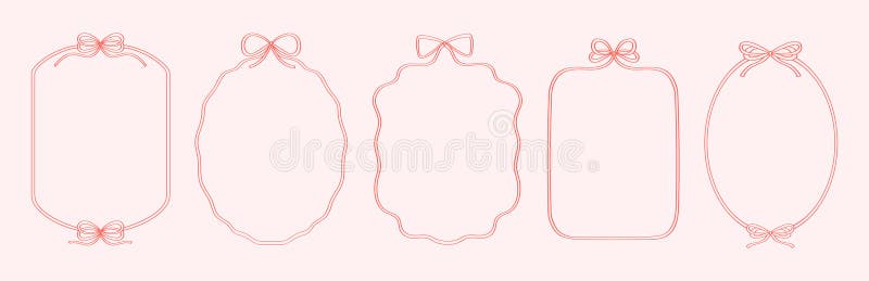 Thin Ribbon Frames and Bow Drawn by Hand. Pretty Frames from Ribbon and ...