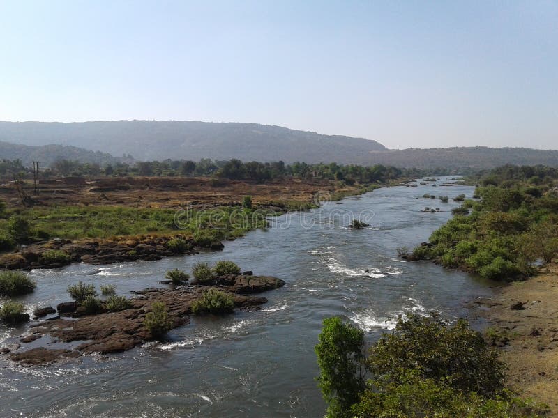 Thin River Flowing through North India Stock Photo - Image of nature ...