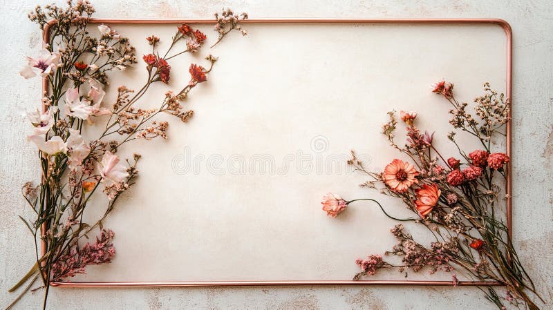 Thin Rose Gold Frame with a Small Bouquet of Field Flowers at One Stock ...