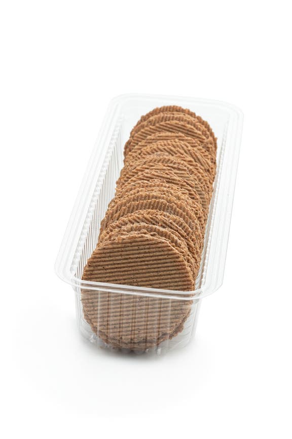 Thin Round Rye Crispbreads in Plastic Pack Isolated on White Stock ...