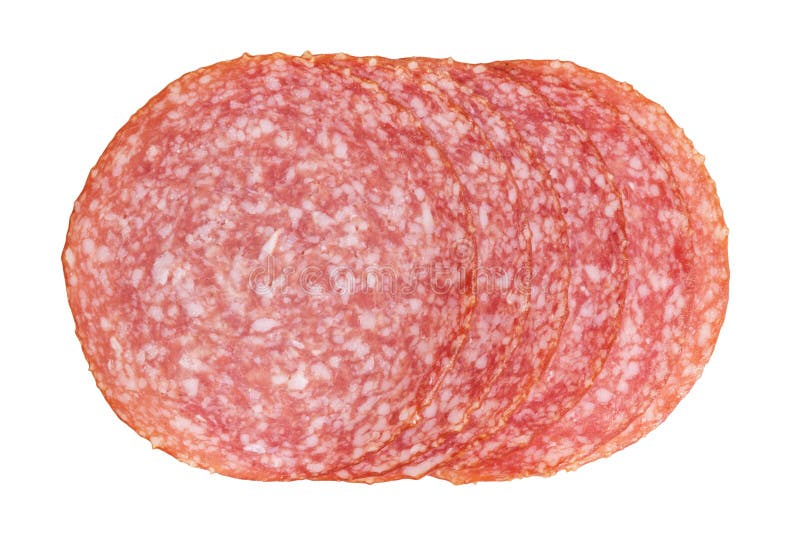 Thin salami slices stock photo. Image of pink, spicy - 30615704