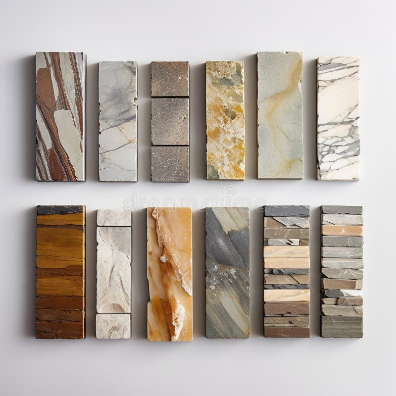 Thin Samples of Stone Veneer Showing Its Elasticity on a White ...