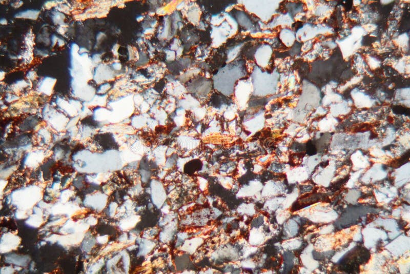 Thin Section of a Fine Grained Sandstone Under the Microscope and in ...