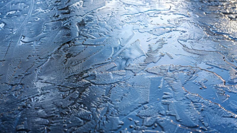 A Thin Sheet of Ice Covering the Surface of a Lake Creating a ...