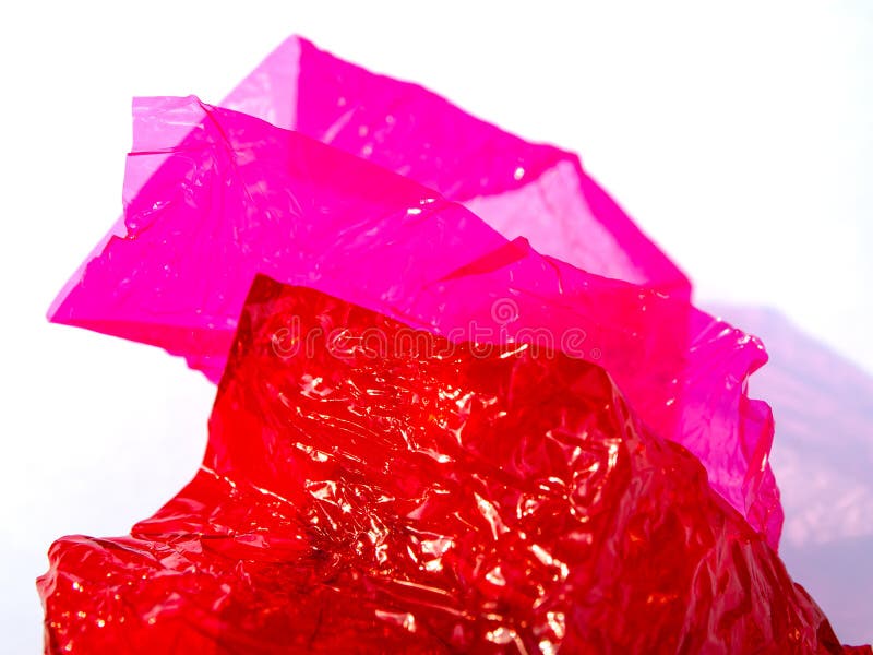 Thin Sheet of Pink Colour Cellophane with Shiny Crumpled Surface ...