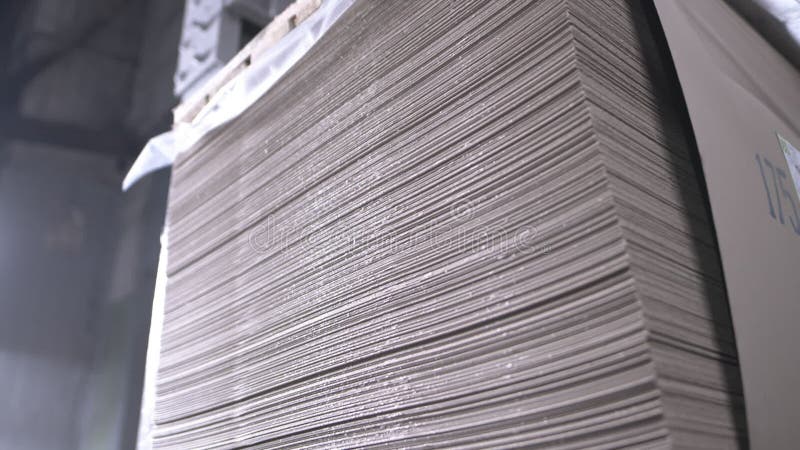 Thin Sheets Stack of Cardboard Lie in Storage for Loading Stock Footage ...