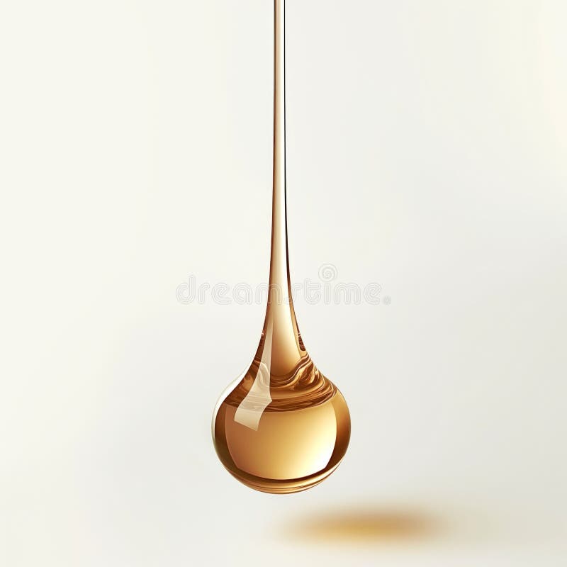 Thin, Shining Drop of Liquid on White Background. Single, Elegant ...