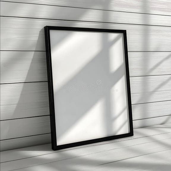 Thin A3 Sized Frame Mockup Leaning Against a White Wooden Wall ...