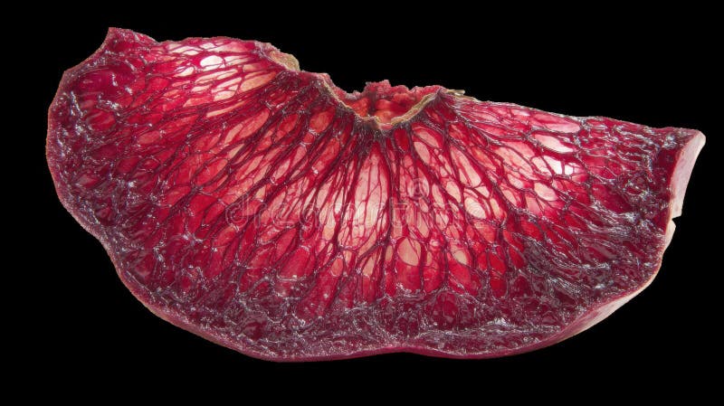 Thin Slice of Red Apple Showing Intricate Veins on Transparent ...