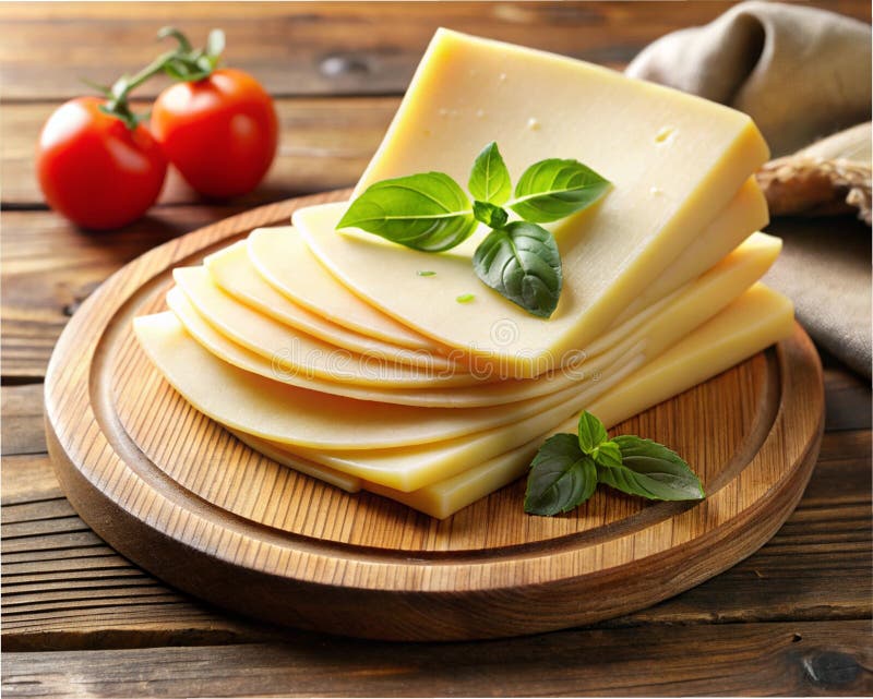 Thin Slices of Aged Provolone Cheese Stock Illustration - Illustration ...