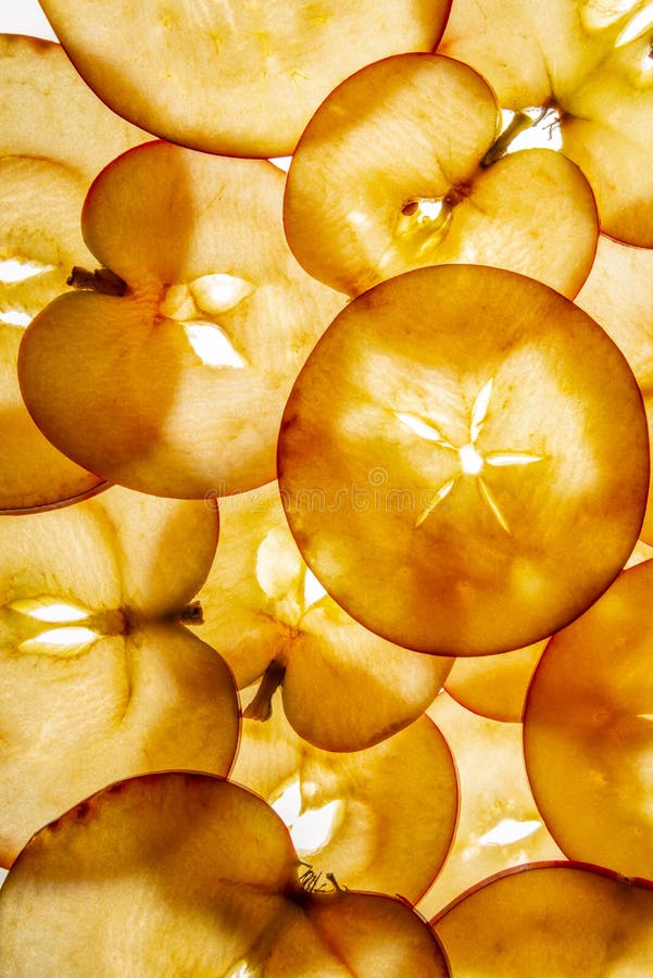 Thin Slices of Apples on a White Background Stock Photo - Image of ...