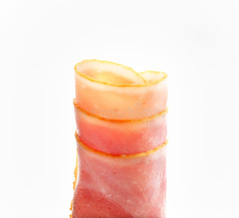 Thin Slices of Cooked Ham, Rolled Up Stock Photo - Image of cuisine ...
