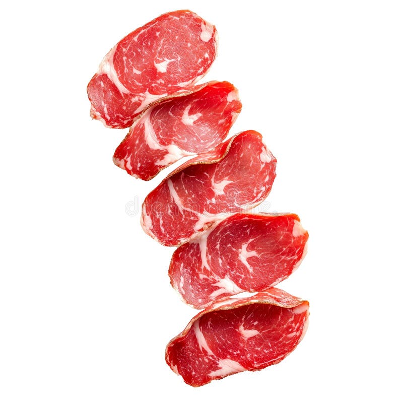 Thin Slices of Cured Meat Capocollo Isolated on White Transparent ...