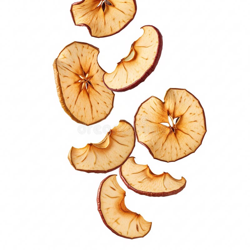 Thin Slices of Dried Apples, Falling Dynamically, Creating a Natural ...