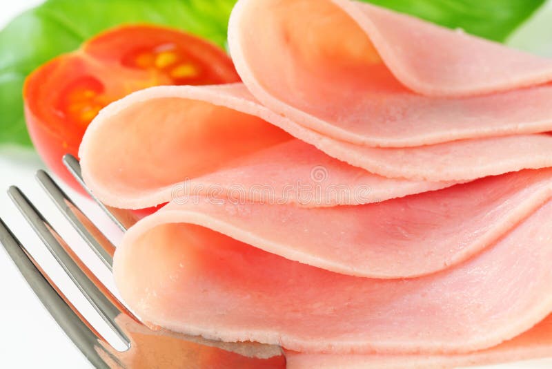 Thin slices of ham stock photo. Image of pork, thin, fork - 28682138