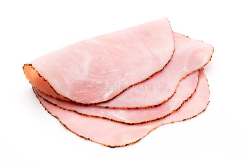 Thin Slices of Ham on White Background. Stock Image - Image of healthy ...