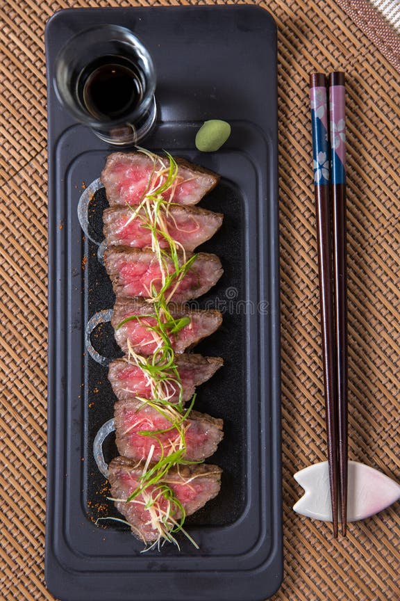 Thin slices of Kobe Beef stock photo. Image of kobe, angus - 68087368