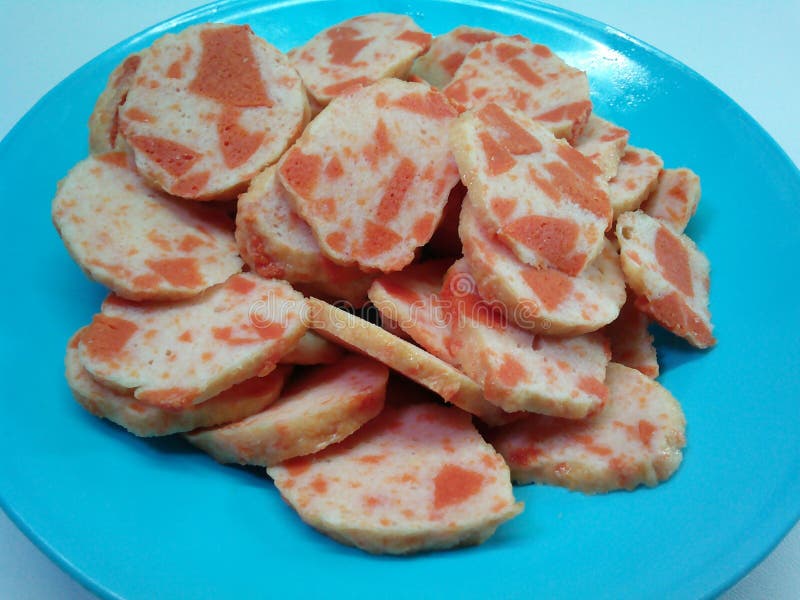 Thin Slices of Salmon Fish Balls Stock Photo - Image of rise ...