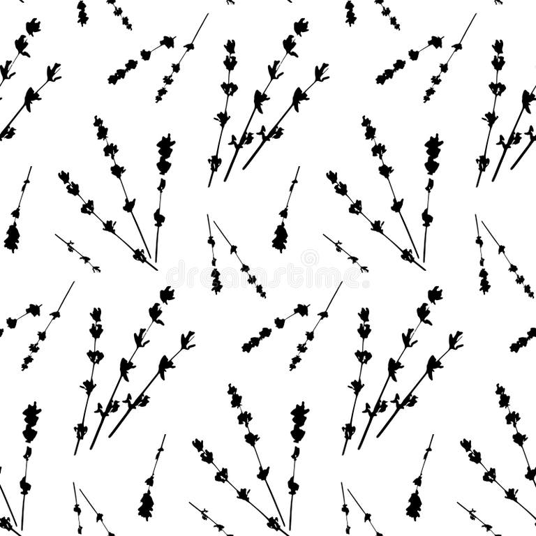 Thin Sprig of Lavender Seamless Pattern, Cute Wallpaper and Textile ...